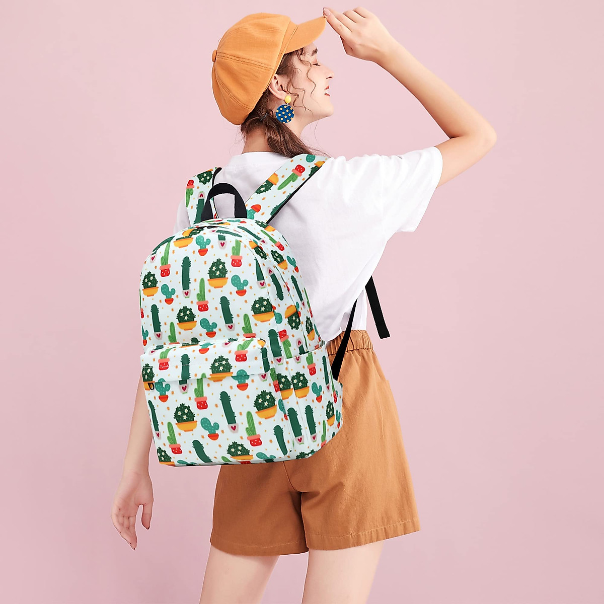 Yusudan Cactus School Backpack for Girls Women, Kids Teens School Bags College Bookbags Ladies Laptop Backpacks