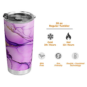 20oz Pink Purple Abstract Marble Tumbler, Inspirational, Motivational Birthday Gifts, Coffee Thermos for Women, Stainless Steel Double Wall Vacuum Insulated Coffee Mug, Travel Cup with Lid