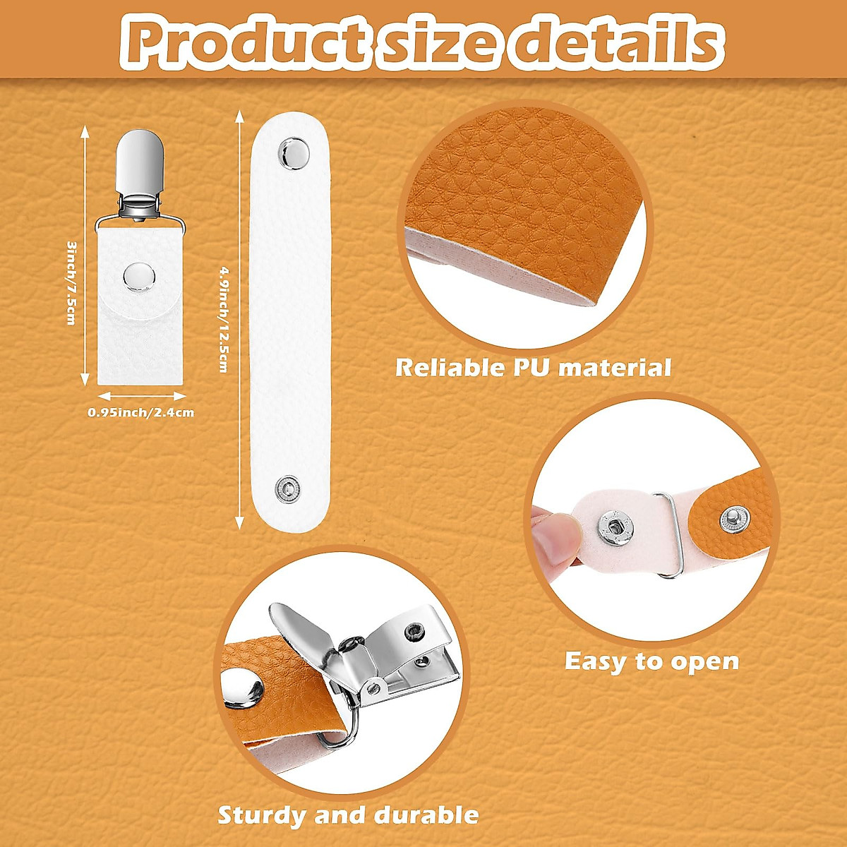 BBTO 6 Pcs Hat Clip for Summer Travel on Bag Luggage PU Leather Hat for Travel Hat Womens Sun Hat, Beach Hat Clip (Delicate)