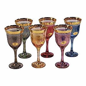 Lorenzo Import - Corona Wine Goblets (Set of 6), Multicolor