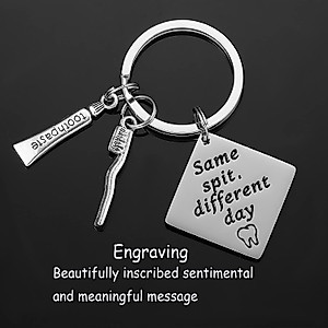 HUTIMY Dentist Gifts Keychain for Men Women Funny Dental Hygienist Gift Ideas with Tooth Charm Dentists Assistant Key Chains Jewelry Dental Keychain