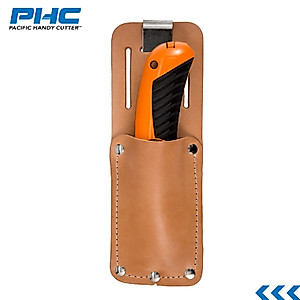 Pacific Handy Cutter S5R Safety Cutter + Leather Holster Utility Knife Bundle