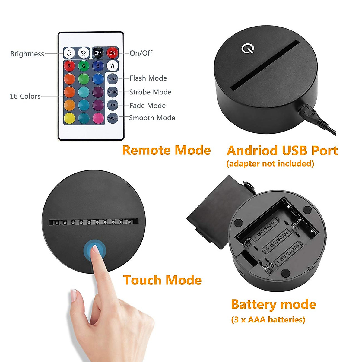 FULLOSUN Shark Gifts, 3D Shark Night Light for Kids (4 Patterns) with Remote Control 16 Colors Changing Dimmable Function, Xmas Birthday Gifts for Kids Child (Shark, Whale, Turtle, Dolphin)