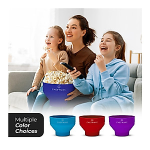 Chefwave Silicone Popcorn Popper (Dark Blue) - Reusable, Collapsible Microwave Popcorn Bowl - Dishwasher Safe
