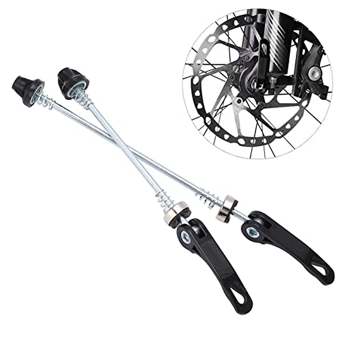 Pwshymi Bike Hub Quick Release Rod, Quick Release Lock Skewers High Temperature Resistance Bicycle Accessories Universal Heavy Duty 1 Pair for Road Bike(Black)