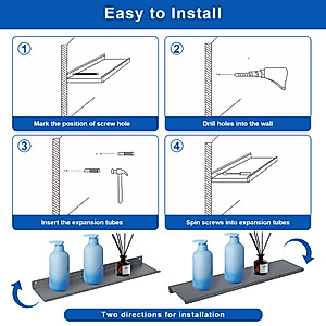 Uten Floating Shelves, Wall Mounted Iron Shelves Set of 3, Bathroom Storage Iron Shelves, Wall Hanging Organizer Decor Shelf for Bathroom, Kitchen, Bedroom, Living Room, Grey Textured