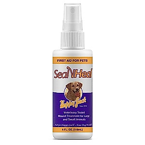 HAPPY JACK Seal 'N Heal Liquid Bandage for Dogs, Cats, Pets, Wound Care Spray (4 oz), Protects Against Minor Cuts, Burns, Waterproof Seal, Discourages Licking & Chewing, for Paws & Body, Made in USA