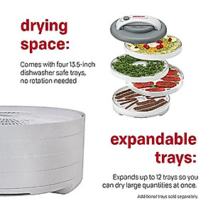 Nesco FD-60 Snackmaster Express Food Dehydrator for Great Jerky and Snacks, 4 Trays, Gray