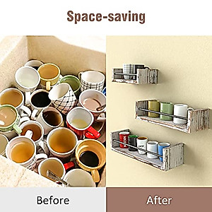 HOSOM Wall Shelves, Rustic Whitewashed Nursery Floating Wall Bookshelves, Organizer for Kids, Set of 3