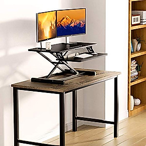 ErGear Standing Up Desk Converter Height Adjustable Sit Stand Desk with Removable Keyboard Tray, 35 Inch Large Desk Riser Ergonomic Gas Spring Dual Monitor Workstation for Home Office