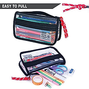 ROUGH ENOUGH Small Cute Clear Pencil Case for Girls Boys Kids Adults Clear Pencil Pouch Bag Holder for School