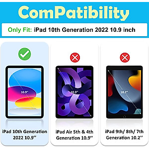 Nanhent Keyboard Case for iPad 10th Generation (10.9-inch 2022), Magnetically Detachable Wireless Keyboard, Premium Protective Cover with Pencil Holder & Tempered Glass Screen Protector (Black)