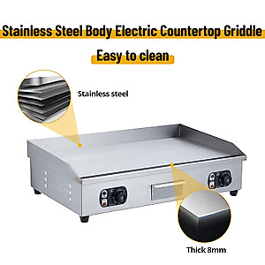 GarveeTech 3000W 29" Electric Countertop Flat Top Griddle Grill Commercial Restaurant Teppanyaki Grill Stainless Steel Tabletop Flat Top Grill Machine with Adjustable Thermostatic Control,110V