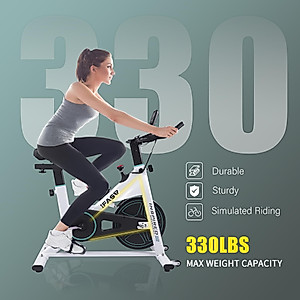 Magnetic Resistance Exercise Bike 330 lbs Weight Capacity Smooth Silent 40LB Heavy Flywheel Indoor Cycling Stationary Bike with LCD Monitor for Home Gym Cardio Workout