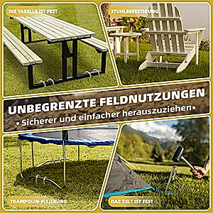 Rebar Stakes J Hook Extra Heavy Duty,【12 inch Long Enough】1/4 inch Rust Proof Coated Steel Ground Stakes Ground Anchors, Garden Stake Metal Stakes Tent Stakes Trampoline Anchors with Chisel Point End