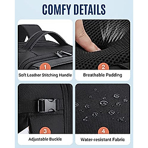 LIGHT FLIGHT Mens Travel Backpack, 36.5L Airline Approved 17.3 inch Laptop Backpack for Weekend Trip, Water-resistant Weekender Backpack for Business, Black