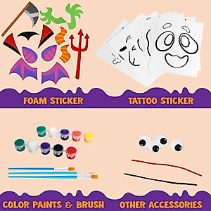 Klever Kits Halloween Arts and Craft Pumpkin Painting Kit, Party Favors for Kids, Halloween Pumpkin Decorating Kit for Party Supplies, Halloween Party Decor DIY Coloring Activities School Party Games