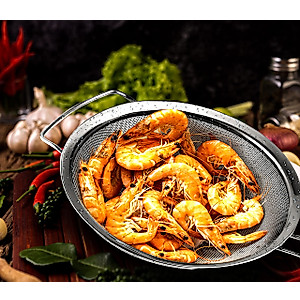 Kafoor 9" Large Fine Mesh Strainer with Thermo Plastic Rubber Handle - Sieve Fine Mesh Stainless Steel - Ideal to Strain Pasta, Quinoa and Rice