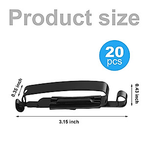 Yuxung 20 Pcs Metal Keepers Adapter Clip Belt Slides Strap Clip Holder Reusable Metal Connecting Clip for Belt Kettle Sling Bag Backpack Big Slots, Black