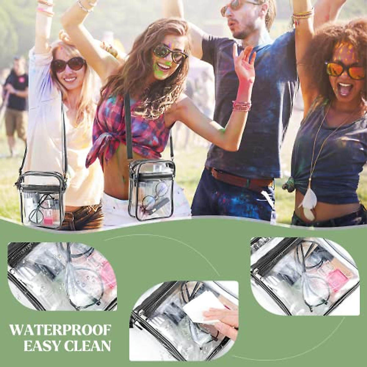 yuanming Clear Bag Stadium Approved, Crossbody Purse Clear Stadium Bags for Women