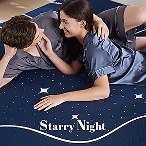 Sweetnight Queen Mattress, 12 Inch Hybrid Queen Size Mattress in a Box, Gel Memory Foam and Individual Pocket Spring for Cooling Sleep & Motion Isolation, Starry Night,Blue