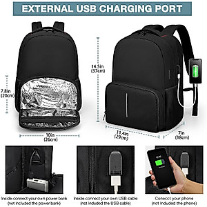 Ocraho Lunch Bag Backpack, Insulated Cooler Lunch Box Backpack,Travel Laptop Backpack with USB Port for Women Men Fits 15.6 Inch Laptop