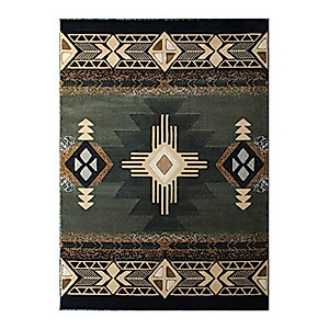 South West Native American Area Rug Design C318 Sage Green (5 Feet X 7 Feet)