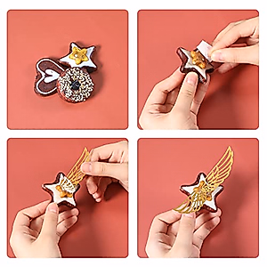 SAVITA 50pcs 4.72 inch Snitch Wings with 50pcs Glue Circles, Glitter Wizard Party Chocolate Decoration Hollowed Wings Party Supplies for Birthday Wedding Celebration Prom (Golden)