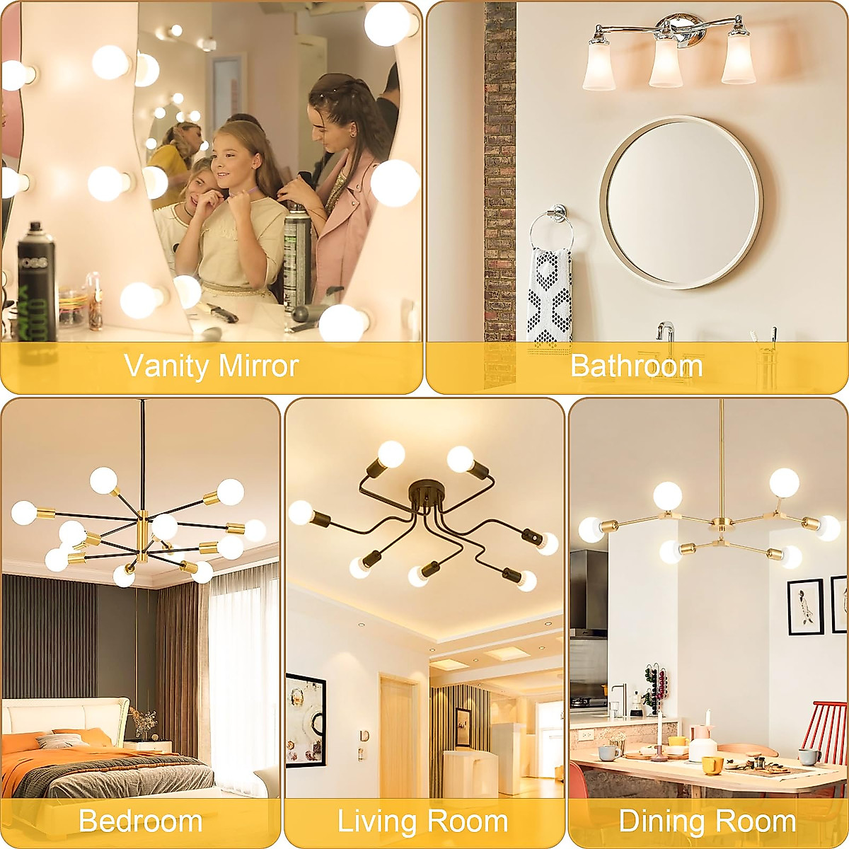 hansang 8 Pack G25 LED Bathroom Light Bulbs 3000K Warm White E26 Base, Vanity Globe Light Bulb 60W Equivalent, 5W Round Light Bulb for Vanity Mirror, 500LM, CRI 85+, Non-Dimmable