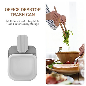 VOSAREA Table Mount Trash Can Mini Desk Hanging Trash Bin Tiny Waste Bin Makeup Pad Garbage Holder for Coffee Vanity Table Kitchen White Grey