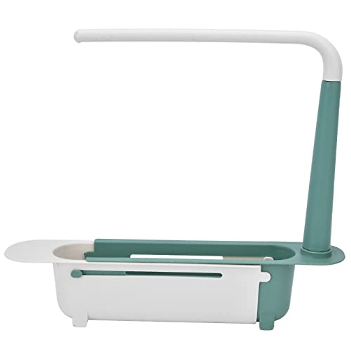 Telescopic Sink Storage Rack Kitchen Rag Rack Shelf Organizer Dishwashing Hook Pull Drain Basket Under Sink Organizers (Green)