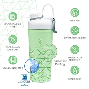 bzyoo 26oz Double-Walled Stainless Steel Insulated Tumbler with Straw Leak Proof Ideal for Smoothies, Ice Tea or Coffee Includes Mixer Ball BPA Free - Spidy Green