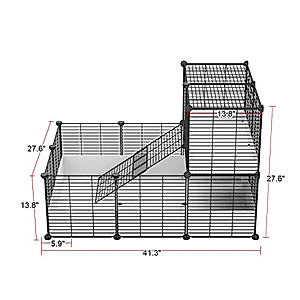 Eiiel Guinea Pig Cage,Indoor Habitat Cage with Waterproof Plastic Bottom,Playpen for Small Pet Bunny, Turtle, Hamster
