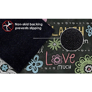 Toland Home Garden 800184 Live Laugh Love Chalkboard Flower Door Mat 18x30 Inch Outdoor Doormat for Entryway Indoor Entrance
