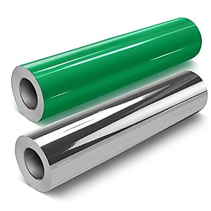 VViViD DECO65 Craft Vinyl Bundle 2 Rolls of 7ft x 11.8" (Green Gloss + Silver Chrome Gloss) - M0