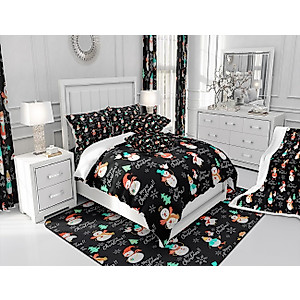 Feelyou Merry Christmas Tree and Snowman Bedding Set for Kids Boys Girls Snowflake Comforter Cover Set Queen Size Merry Christmas Duvet Cover Bedroom Decor Bedspread Cover Bedding Collection 3Pcs