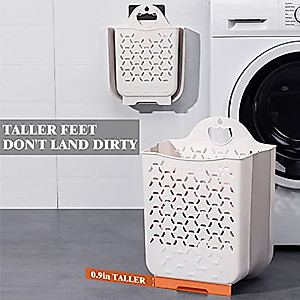 Laundry Basket Collapsible Laundry Hamper 2 Packs Clothes Hamper Portable Dirty Clothes Basket Smart Saving Space Hampers for Laundry Dorm Room Ventilated Design (White)