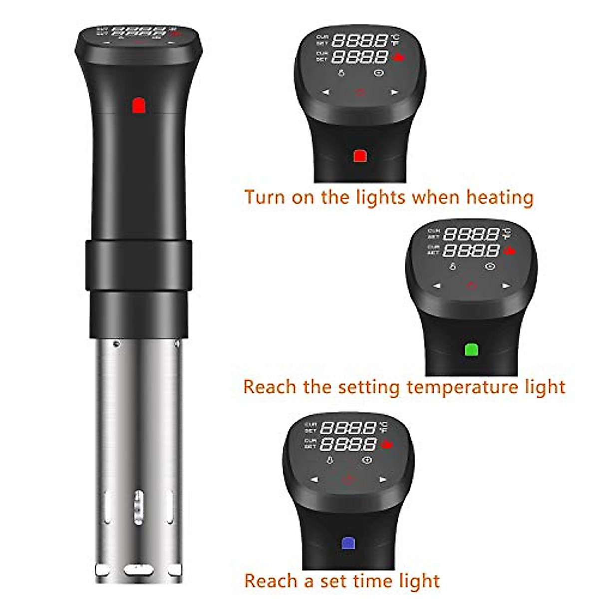 Fityou Sous Vide Cooker 1100W, Thermal Immersion Circulator with Recipe and Adjustable Clamp, Sous Vide Heater with Accurate Temperature & Digital Timer, Ultra Quiet Stainless Steel