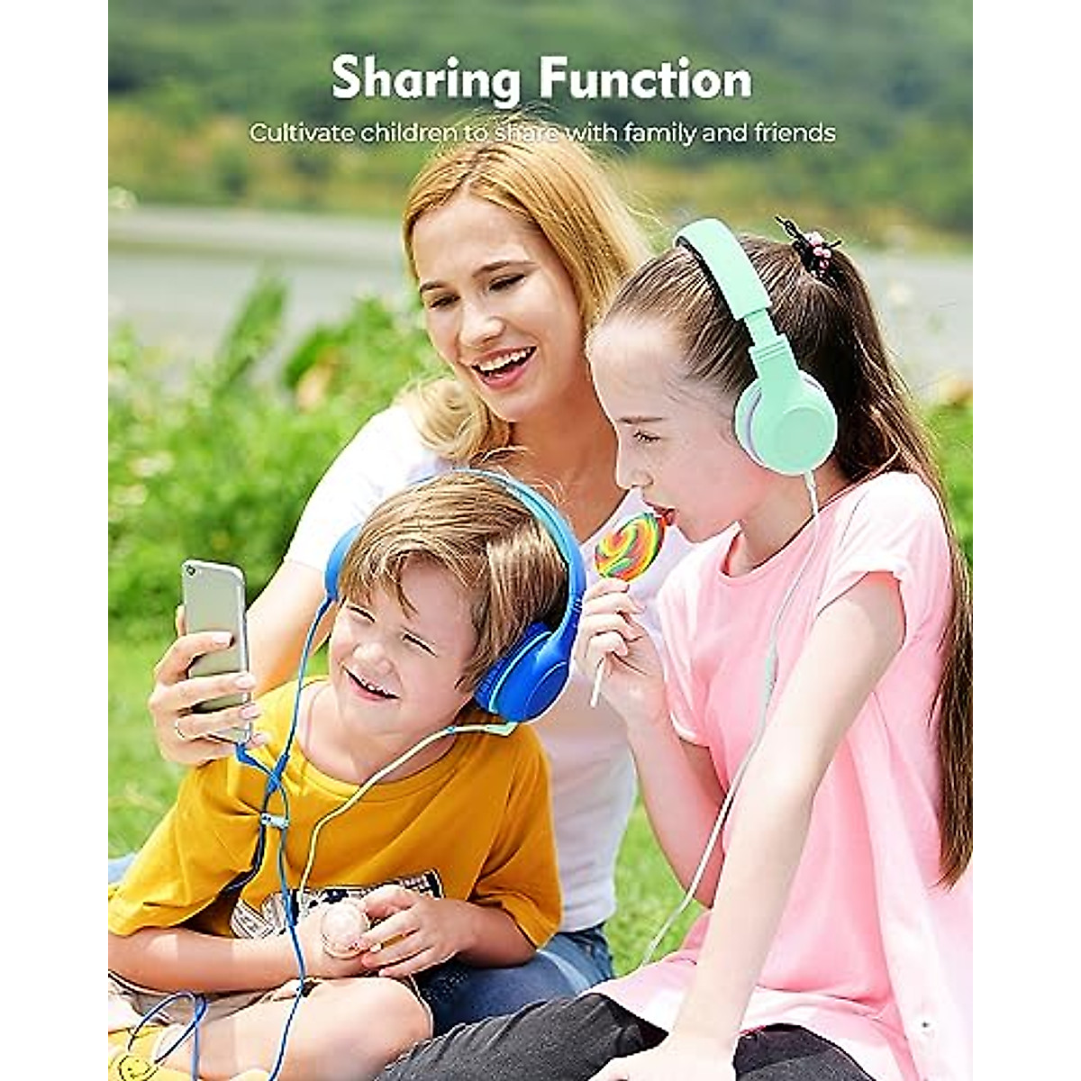 KLYLOP Kids Headphones with Microphone, Wired Headphone Over-Ear for Kids for School, 85/94dB Volume Limiter, Headphones for Kid with Share Function, Foldable Headset for iPad Kindle Fire