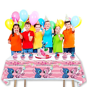 NF Orange 2 Pcs Lillos and Stitchs Tablecloth, for Girl Lillos and Stitchs Theme Birthday Party Supplies Decorations (70" x 42") (Pack of 2)
