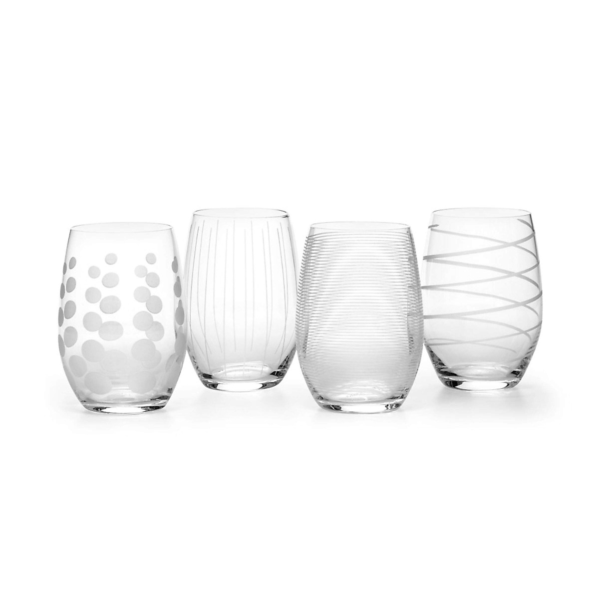 Mikasa Cheers Stemless Wine Glasses (Set of 4) and Highball Glasses (Set of 4), Clear