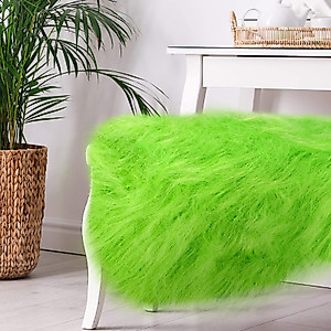 4 Pcs Christmas Faux Fur 10 x 20 Inch Faux Fur Fabric Squares Shaggy Fluffy Fabric Patches Ultra Soft Plush Craft and Hobby Fabric Craft Supply, Halloween Costume, Decoration (Green)