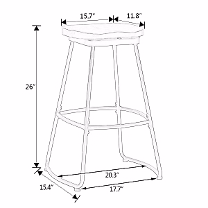Awonde 26" Swivel Bar Stools Set of 2 Industrial Metal Counter Height Stools with Wood Top Matte Black