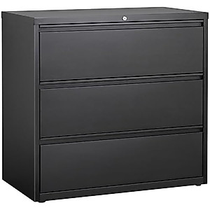 Hirsh 42-in Wide HL8000 Series Metal 3 Drawer Lateral File Cabinet Black