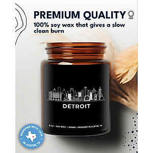Detroit Candle, Detroit Skyline Gifts, City of Detroit Gifts for Men and Women, Detroit Gift Ideas, Moving Away & Home Sick Gift, Souvenirs, Birthday, Christmas, Gift-Ready