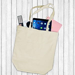 Jesty Crafts Heavy Duty Large Canvas Tote Bag with Large Bottom Gusset - 4 Pack of 12oz Reusable Canvas Grocery Bags - Perfect Canvas Bags for Crafts, HTV, Groceries, Shopping - 16H X 16W x 6.5D inch