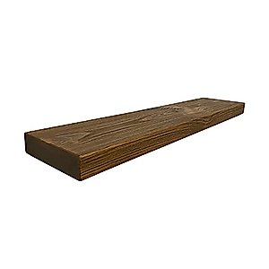 Joel's Antiques Floating Wall Shelf, Solid Pine, Shelving for Bathroom, Kitchen, Living Room, Patented Easy Install, Medium Brown, 30" x 8" x 2"