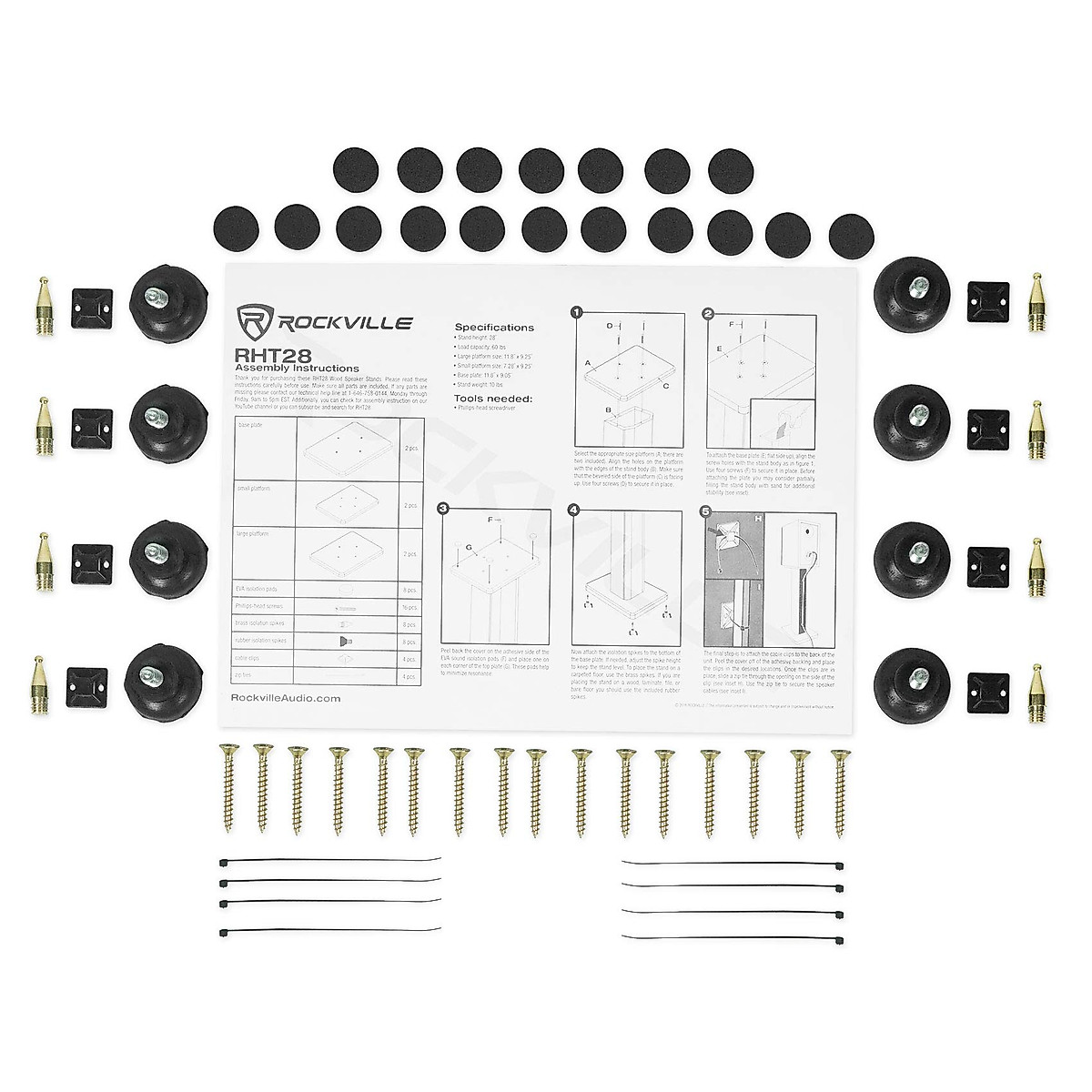 Rockville 28" 2-Tone Bookshelf Speaker Stands Surround Sound Home Theater (RHT28C)