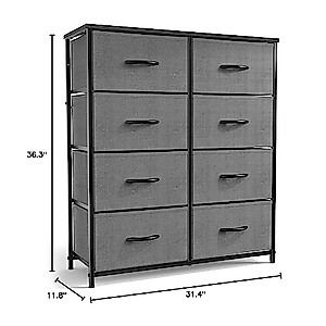 SMUG Dresser, Drawers Dresser for Bedroom Cabinet Organizers Wood Top Table Furniture with 8 Fabric Storage Drawers Chest Tower Unit, Chest of Drawers for Closet, Living Room, Hallway, Porch