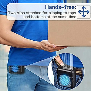 Koonie Portable Waist Fan, Strong Airflow 23H Working Time Hands-free Necklace Fan, Battery Powered 3-Speed Personal Fan 6000mAh for T-shirts, Jacket, Clothes, Fishing, Gardening, Climbing, Cycling